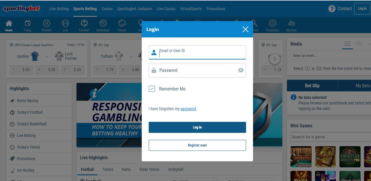 Sportingbet login Sportingbet registration online in Nigeria